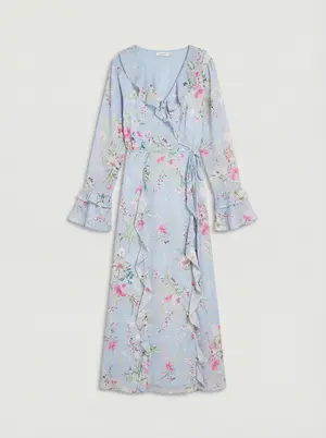 WALLIS Floral Ruffle Belted Midaxi Dress