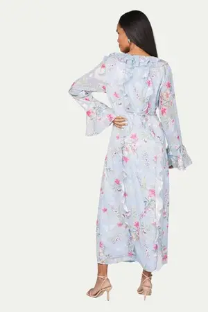 WALLIS Floral Ruffle Belted Midaxi Dress