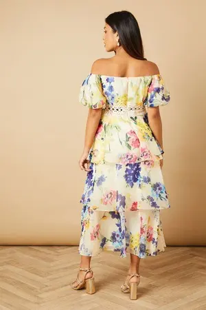 OASIS Petite Floral Bardot Midi Dress