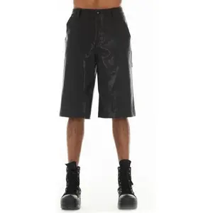 CULT OF INDIVIDUALITY Y2k Faux Leather Baggy Shorts - Black