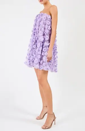 HELSI Helsis Bianca Floral Appliqué Strapless Mini Dress