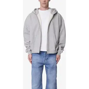 Mnml Heavyweight Basic Zip-up Cotton Hoodie - Heather Grey
