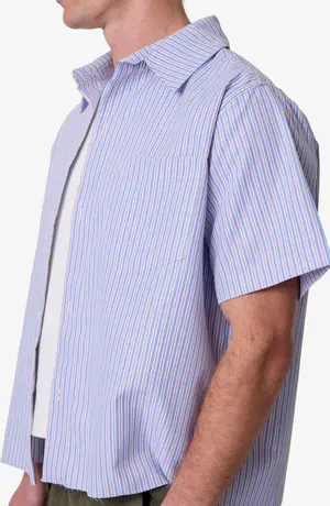 Mnml Stripe Poplin Short Sleeve Button-up Shirt