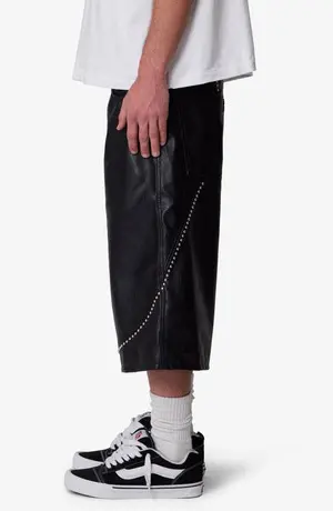 Mnml Ultra Baggy Studded Faux Leather Shorts