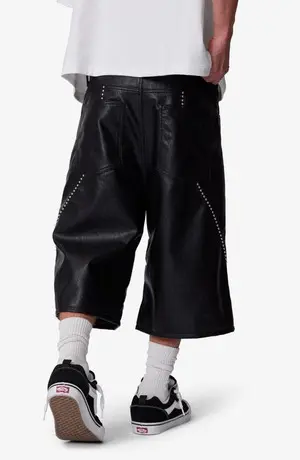 Mnml Ultra Baggy Studded Faux Leather Shorts