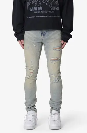 Mnml Shredded Skinny Denim Jeans - Blue