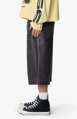 Mnml Ultra Baggy Washed Faux Leather Shorts