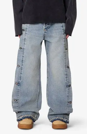 Mnml Offset Button Baggy Jeans
