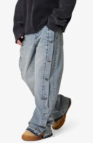 Mnml Offset Button Baggy Jeans