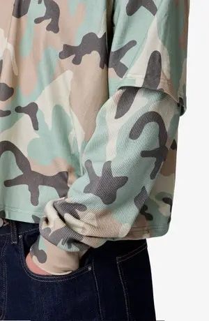 Mnml Layered Print Thermal Cotton T-shirt