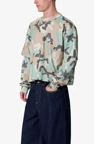 Mnml Layered Print Thermal Cotton T-shirt