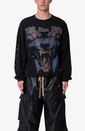 Mnml 994 Wolf Oversize Cotton Graphic T-shirt - Black