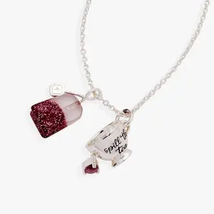 ALEX AND ANI Alex And Ani 'Spill The Tea' Cup & Tea Bag Charm Pendant Necklace Silver