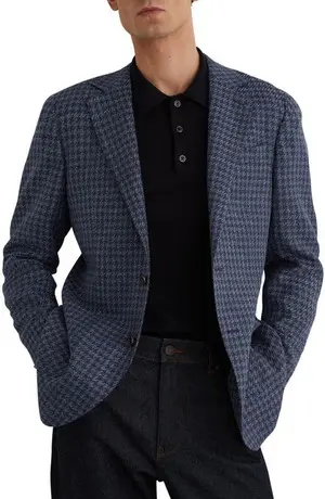 REISS Romana Houndstooth Check Sport Coat - Navy