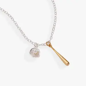 ALEX AND ANI Baseball Duo Charm Pendant Necklace