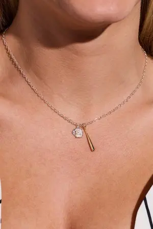 ALEX AND ANI Baseball Duo Charm Pendant Necklace