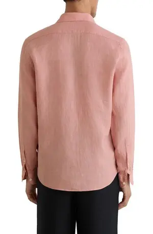 REISS Ruban Linen Button-up Shirt - Watermelon Pink