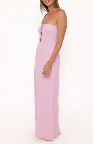 PETAL & PUP Strapless Maxi Dress With Cutouts