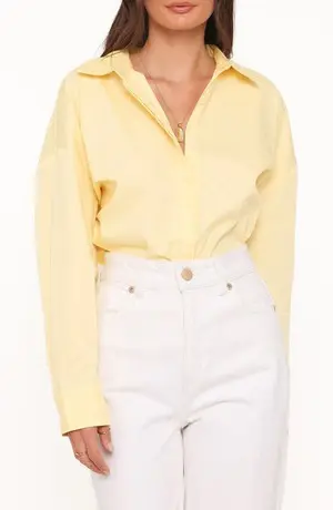 PETAL & PUP Inez Scallop Back Detail Cotton Button-up Shirt - Yellow