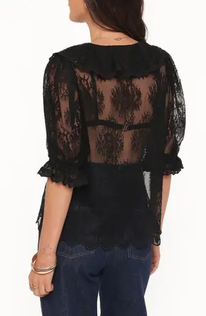 PETAL & PUP Lace Ruffle V-neck Top