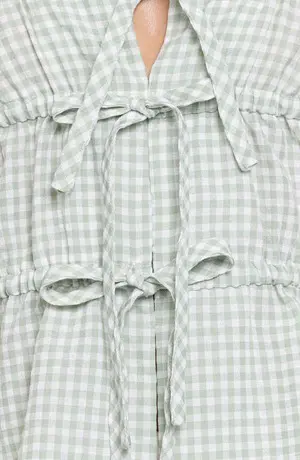 PETAL & PUP Harper Gingham Tie Front Tank - Sage Gingham
