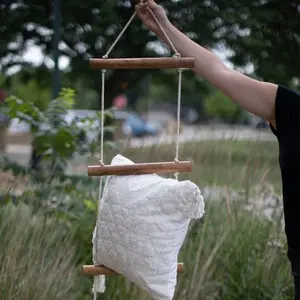 FORESIDE HOME AND GARDEN Macramé Hanging Blanket Ladder