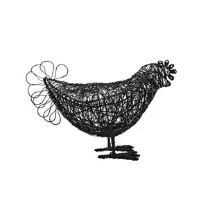 FORESIDE HOME AND GARDEN Wire Hen Bird Figure Metal - Black