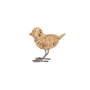 FORESIDE HOME AND GARDEN Natural Wrapped Bird Decorative Figure Seagrass & Metal - Brown
