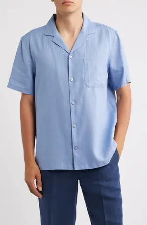 Mack Weldon Relaxed Fit Linen Camp Shirt - Desert Spring