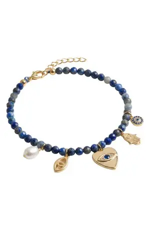 Argento Vivo Beaded Charm Bracelet With Cultured Pearl And Agate