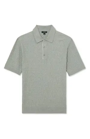 REISS Era Basket Weave Knit Polo Sweater - Soft Sage