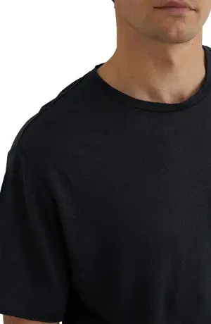 REISS Langley Linen T-shirt - Navy