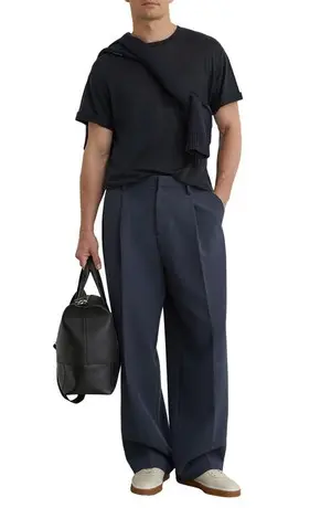 REISS Langley Linen T-shirt - Navy