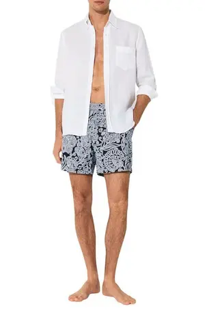 REISS Floral Side Adjuster Swim Trunks