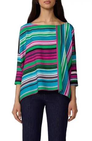 Diane Von Furstenberg Diane Stripe Stretch Silk Top - Tropez Stripe Big Gossip Pink