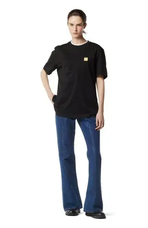 Mcm Logo Plate T-shirt In Organic Cotton - Black
