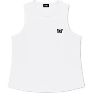 DALIX Butterfly Cotton Jersey Tank - White