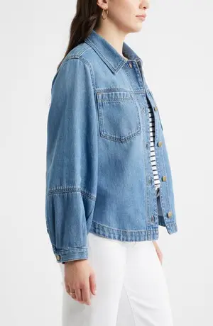 Caslon Balloon Sleeve Denim Jacket