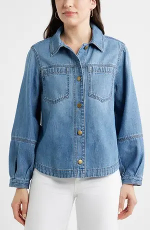 Caslon Balloon Sleeve Denim Jacket
