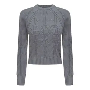 ASPECT Cable Knit Sweater With Artwork - Medium Grey