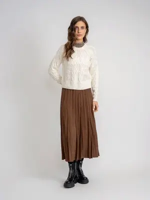 ASPECT Cable Knit Sweater With Artwork - Off White