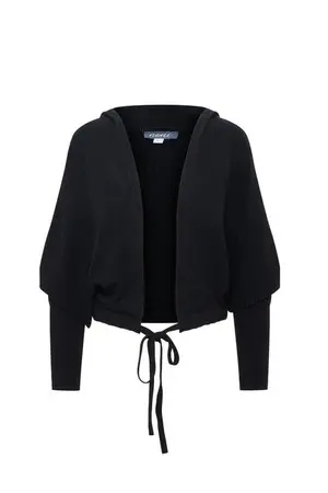 NONI Knit Cardigan With Drawstring - Black