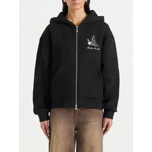 Manière De Voir Floral Eiffel Zip Hoodie - Black