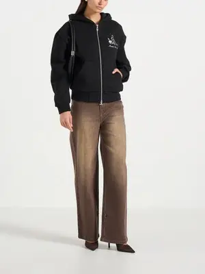 Manière De Voir Floral Eiffel Zip Hoodie - Black