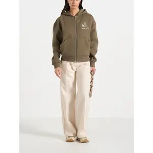 Manière De Voir Floral Eiffel Zip Hoodie - Olive