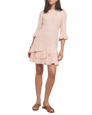 Mint Velvet Floral Print Ruffle Mini Dress - Pink