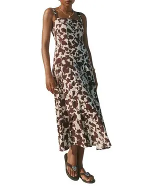 Mint Velvet Linen Blend Printed Midi Dress