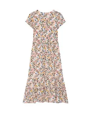 Mint Velvet Floral Print V-neck Midi Dress - Orange