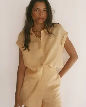 Mint Velvet Linen Blend Sheer Panel Shirt