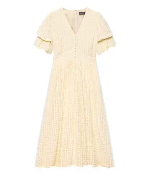 Mint Velvet Seersucker Checked Midi Dress - Yellow